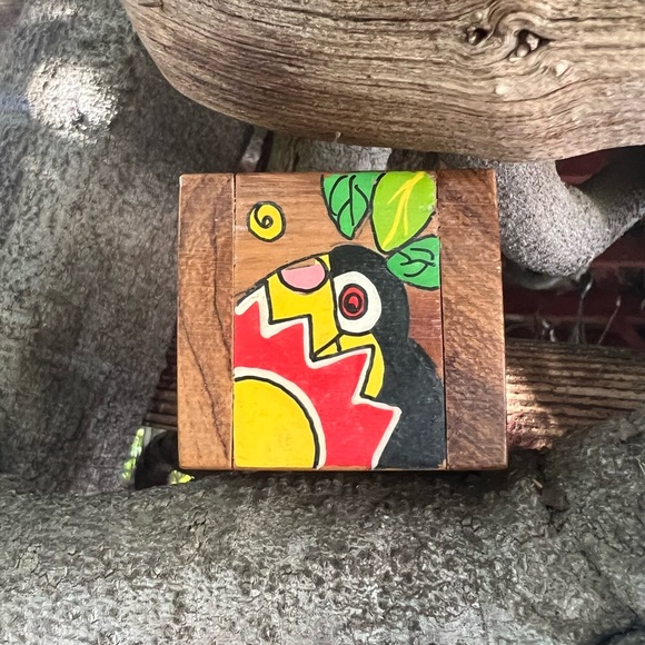 Storage & Organization | Vintage Wood Hand Painted Toucan Mini Box ...